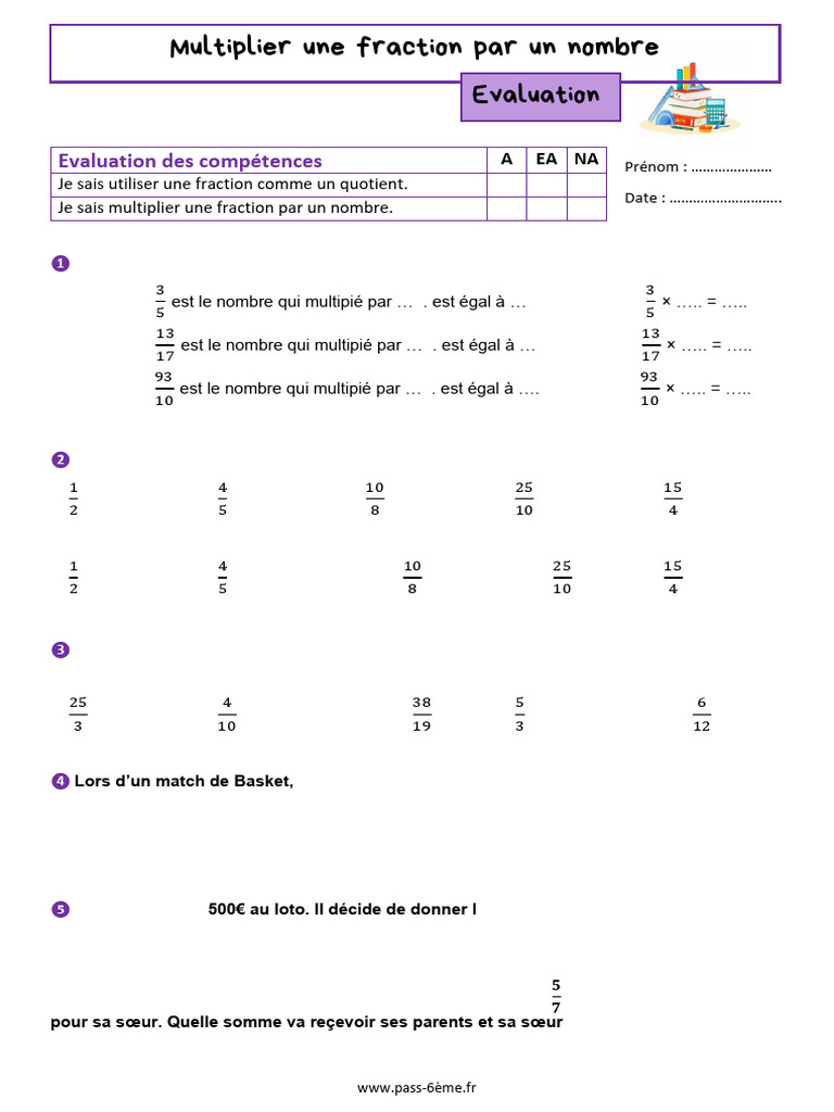Exercices de fractions et multiplications | PDF | Concepts ...