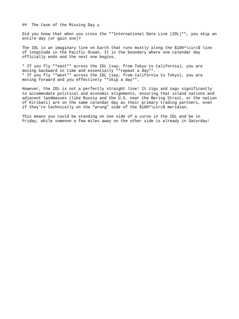 The Case of the Missing Day | PDF