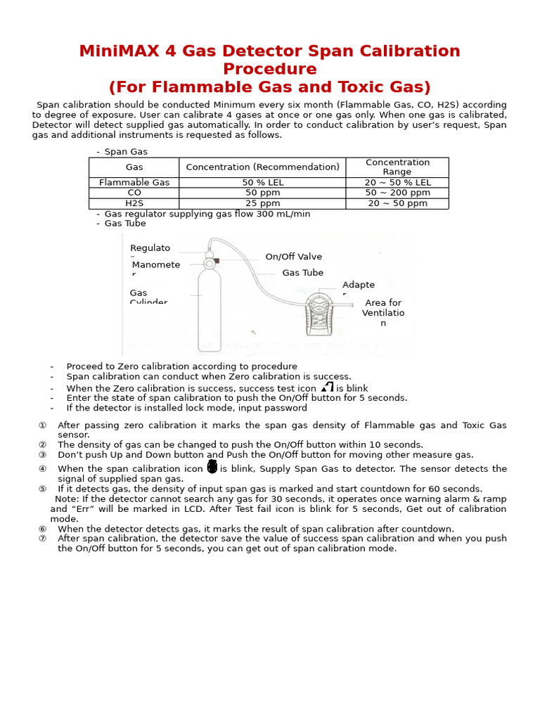 MiniMAX 4 Gas Detector Calibration Guide | PDF | Sensor | Calibration