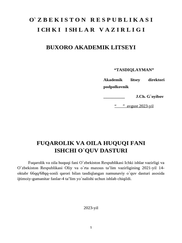 Fuqarolik Va Oila Huquqi | PDF