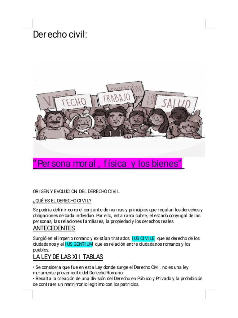 Derecho civil persona moral y fisica bienes | PDF | Derecho Civil (Common Law) | Ley romana
