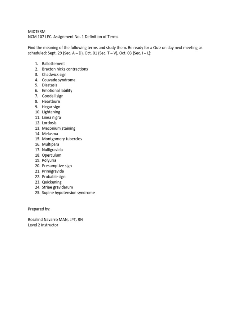 MIDTERM Definition of Terms Assignment | PDF