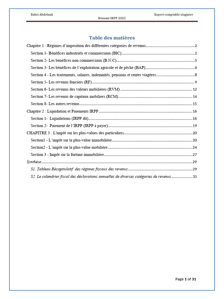 Régimes d'imposition IRPP 2025 détaillés | PDF | Impôt sur le revenu ...