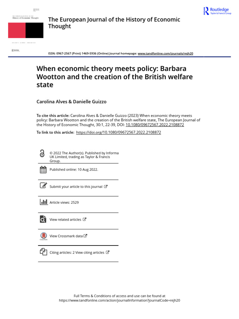 When Economic Theory Meets Policy Barbara Wootton and The Creation of ...