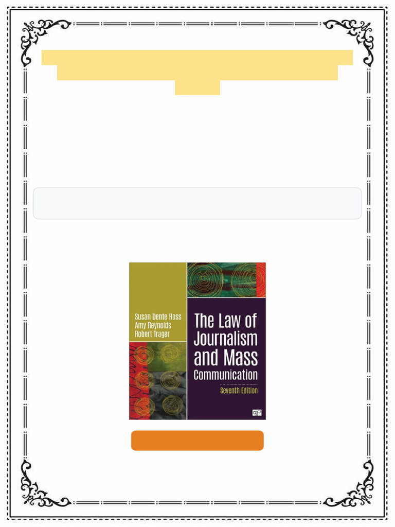 The Law of Journalism and Mass Communication 7th Edition Susan D Ross ...