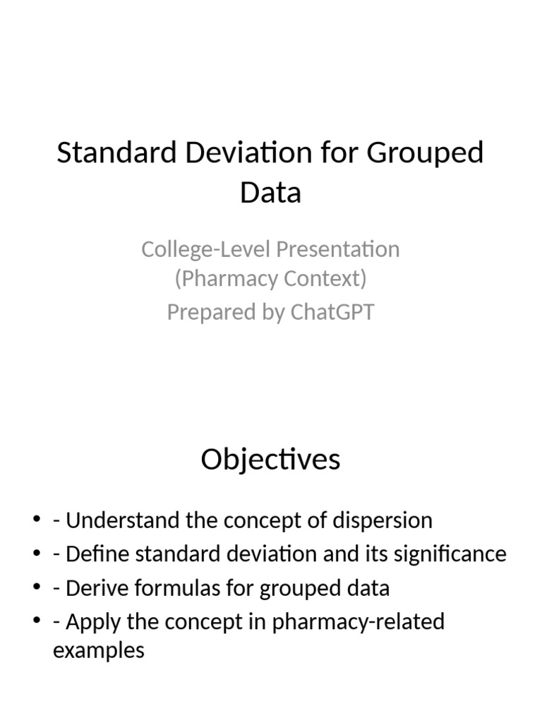 Standard Deviation Grouped Data Pharmacy | PDF | Standard Deviation ...