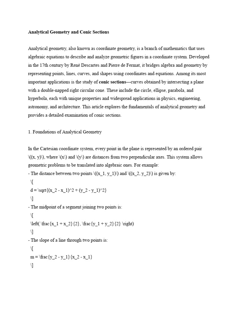 _Analytical Geometry and Conic Sections | PDF | Analytic Geometry | Ellipse