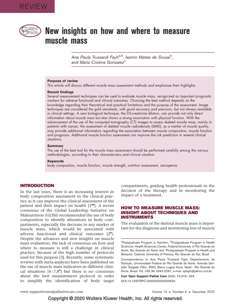 Muscle Mass Assessment Techniques | PDF | Ct Scan | Medical Imaging