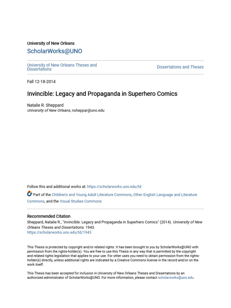 Invincible - Legacy and Propaganda in Superhero Comics | PDF | Superman ...
