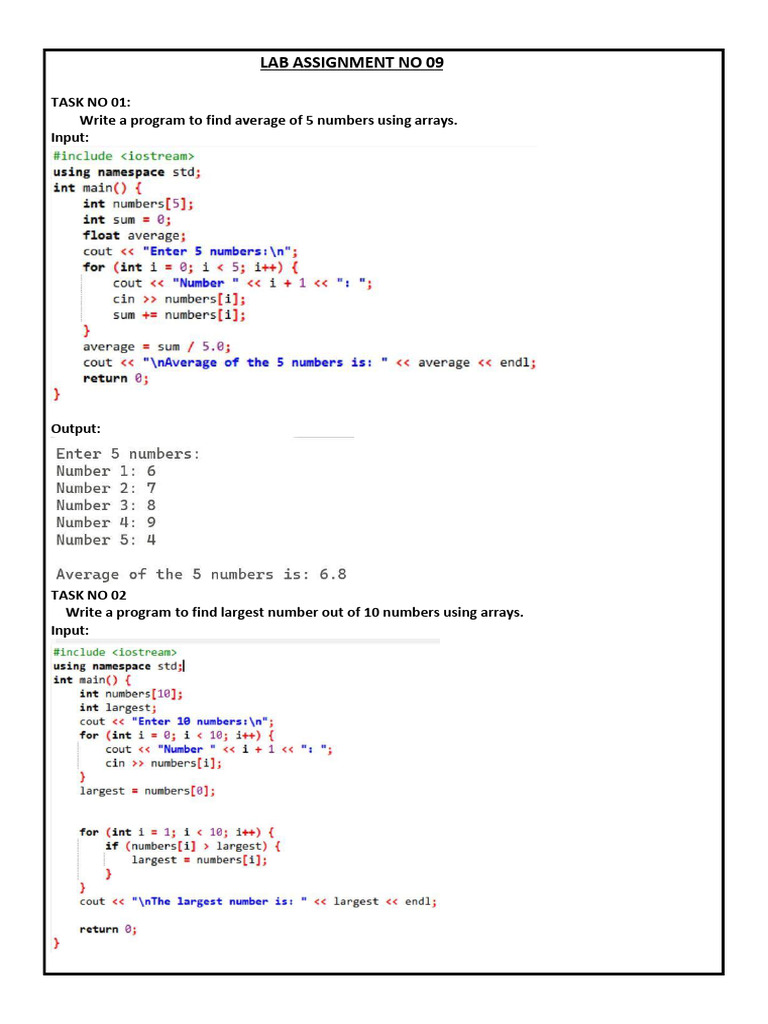 Array Programming Lab Assignment Guide | PDF