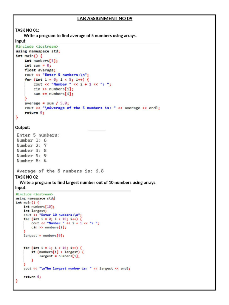 Lab Assignment No 09.docx of C++ | PDF