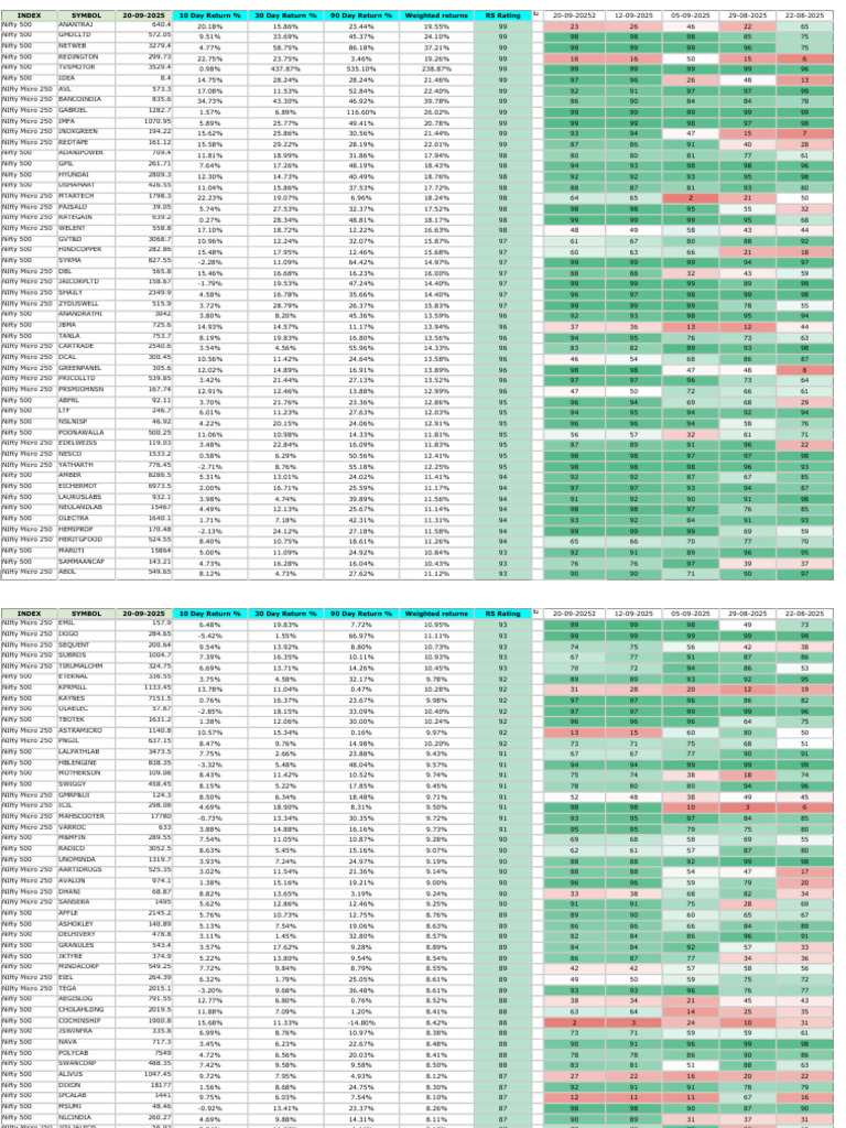 Nifty 500 & Micro 250 Stock Returns Analysis | PDF | Knowledge Economy ...