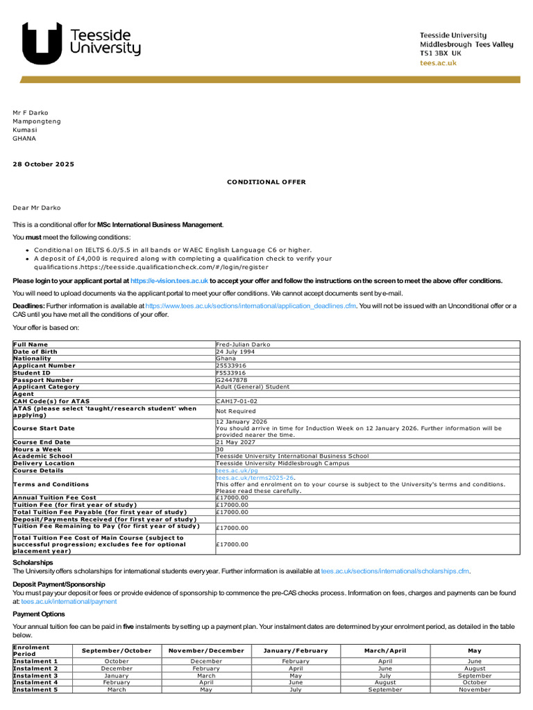 25533916-01-01-Offer Letter-INTLDS1 | PDF | Fee | Payments