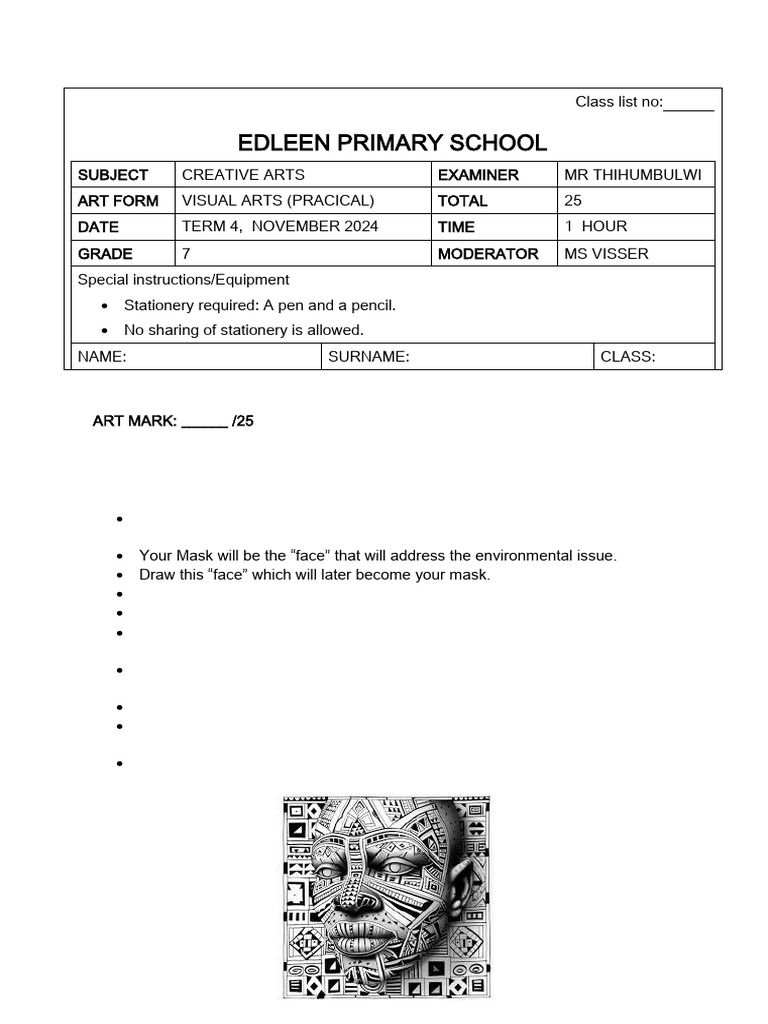 Creative Art Dance & Visual Arts Practical 2024 November | PDF