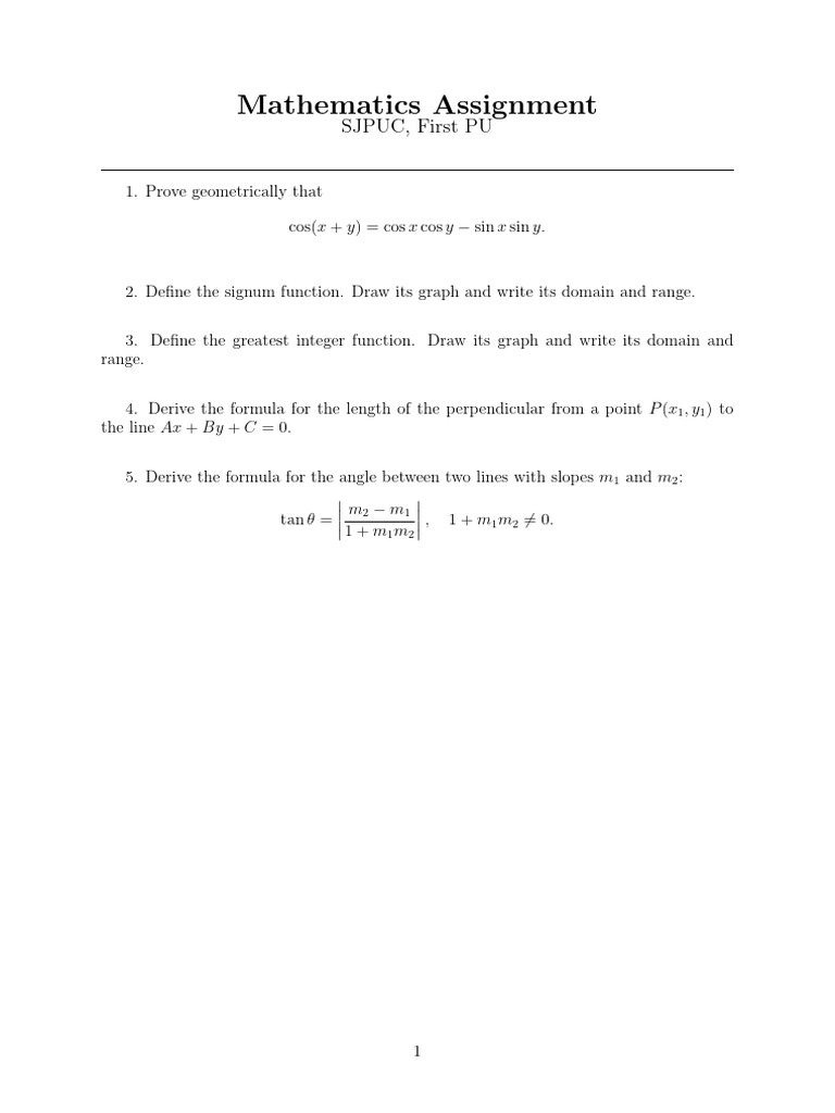 Maths Assignment 1 | PDF