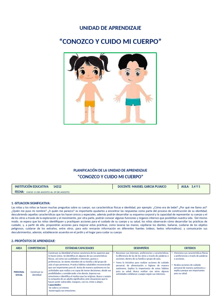 Cuidado y Conocimiento del Cuerpo Infantil | PDF | Comunicación no ...