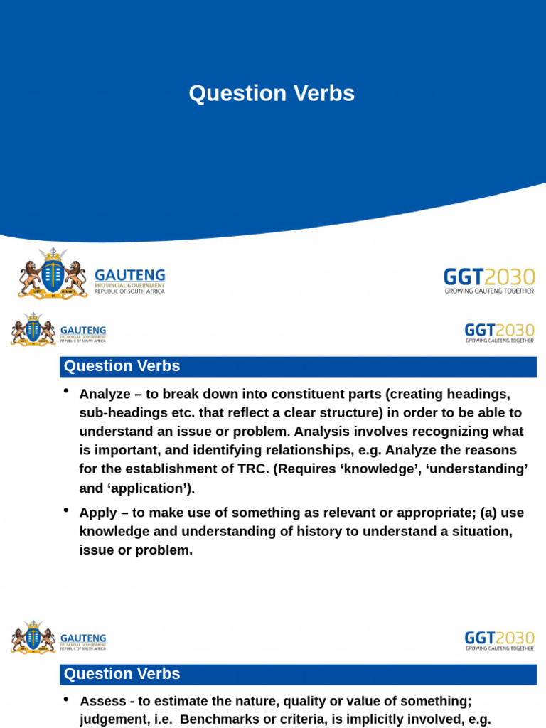 Quetsion Verbs Guidelines | PDF | Knowledge | Question