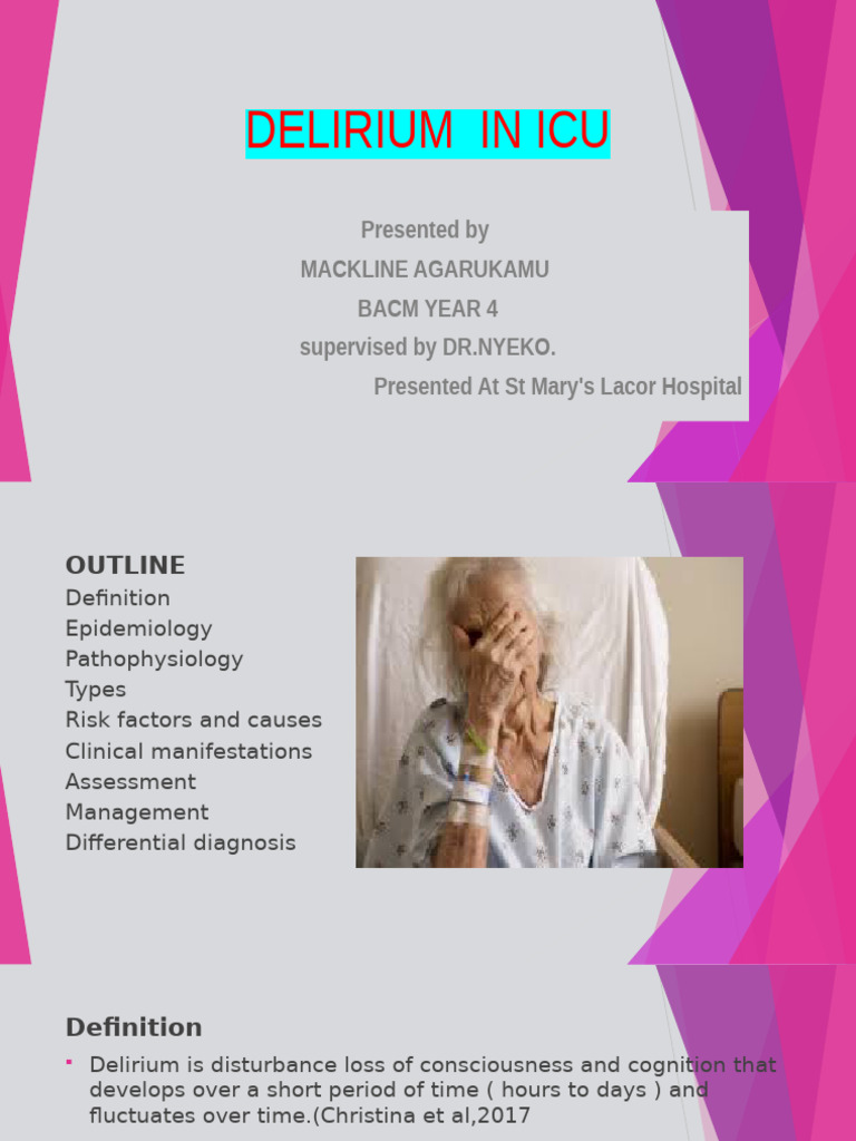 Delirium in Icu Presentation | PDF | Dementia | Intensive Care Medicine