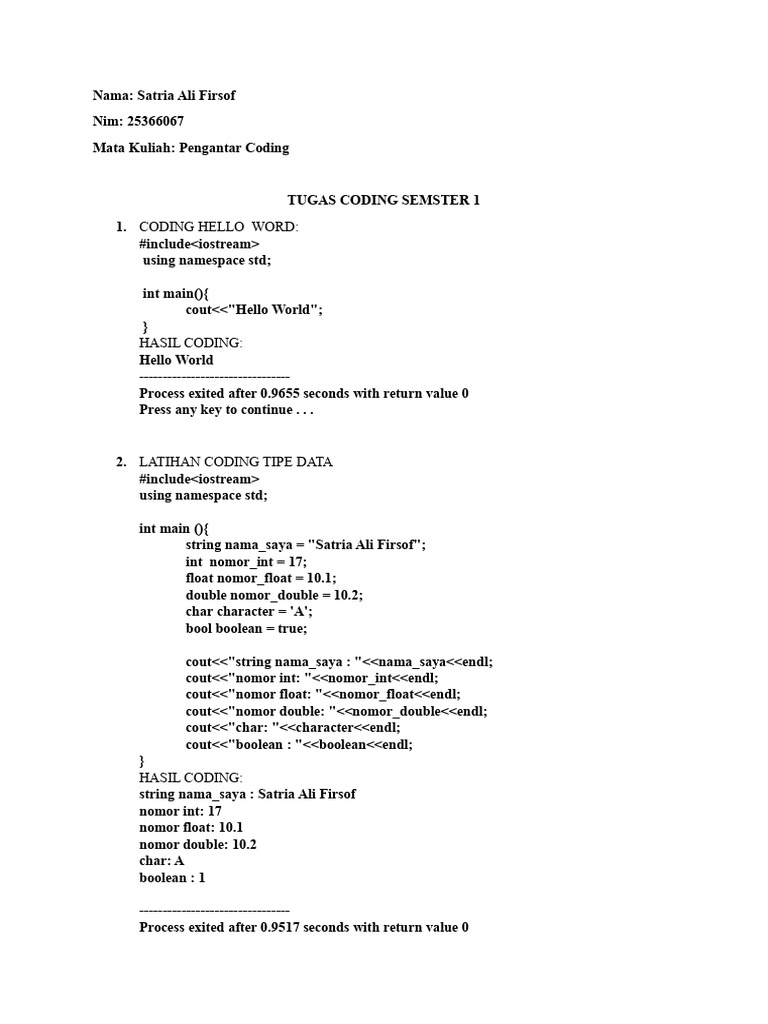 Tugas Coding Sebelum UTS | PDF