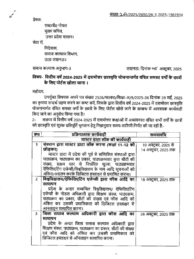 Lttr. 160 Dt. 06-10-25 Pending Student Time Table 24-25 | PDF