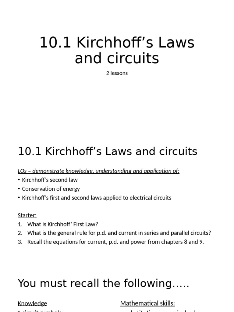 Kirchhoffs Laws and Circuits With Exercises and | PDF | Series And ...