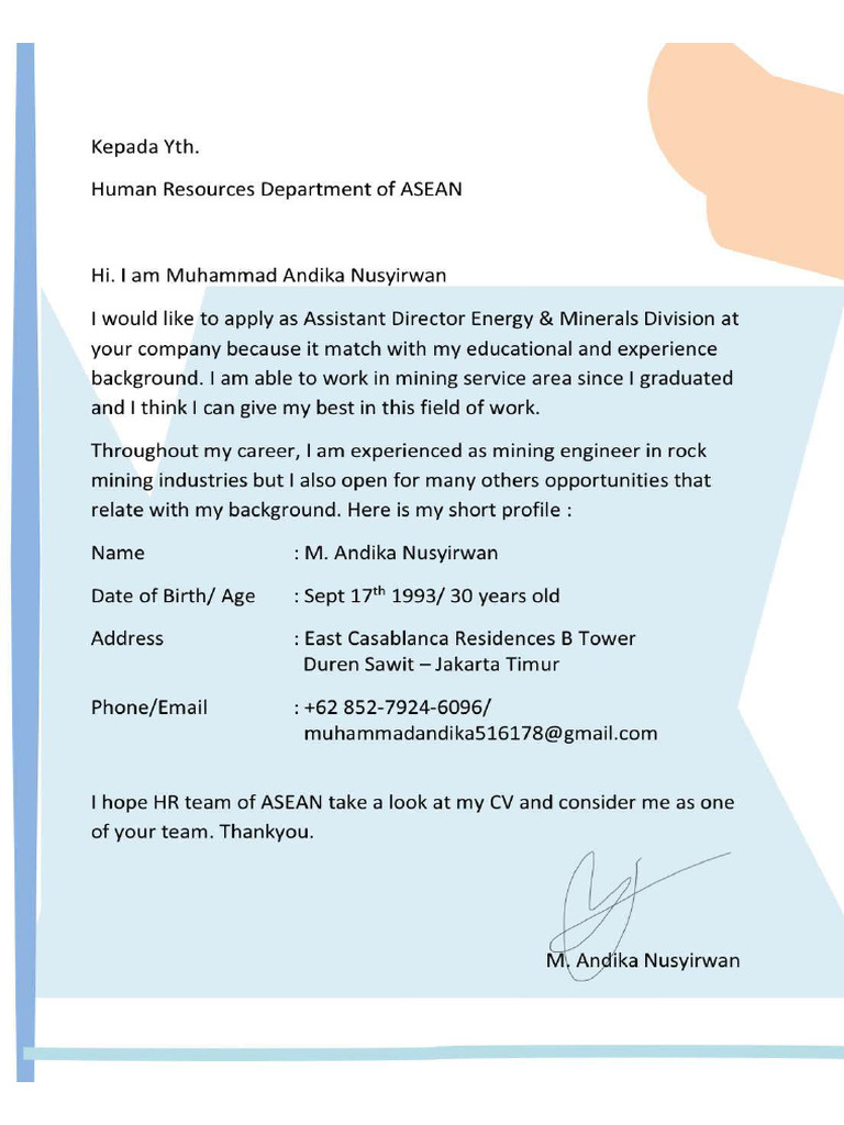 Cover Letter Dika PDF | PDF