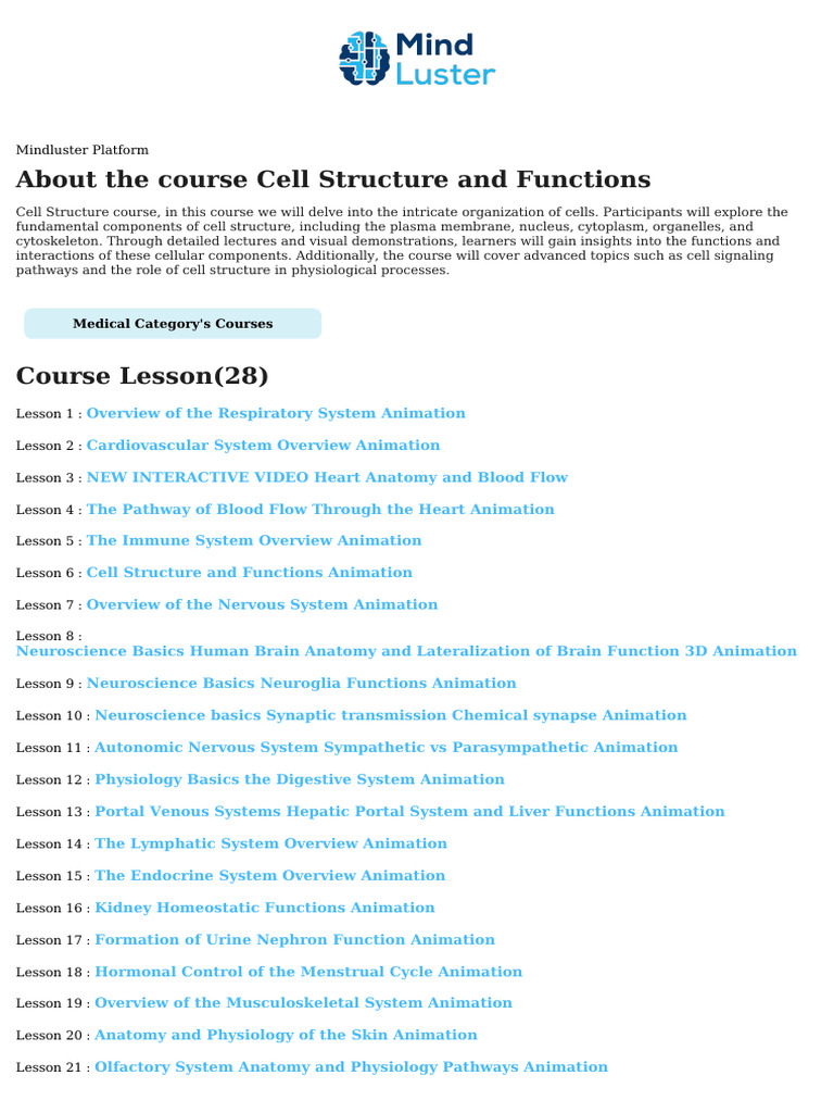 Cell Structure And Functions Course Content Pdf Cell Biology