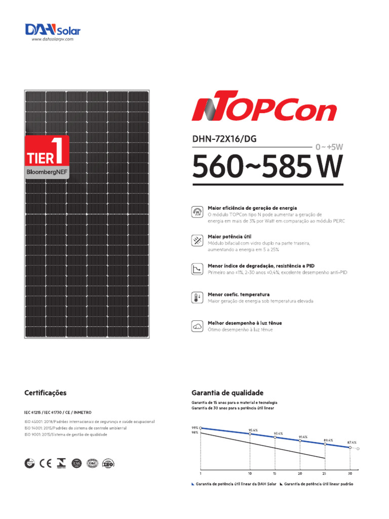 Datasheet Painel Fotovoltaico - DAH - 570Wp - DHN-72X16DG - Compressed ...