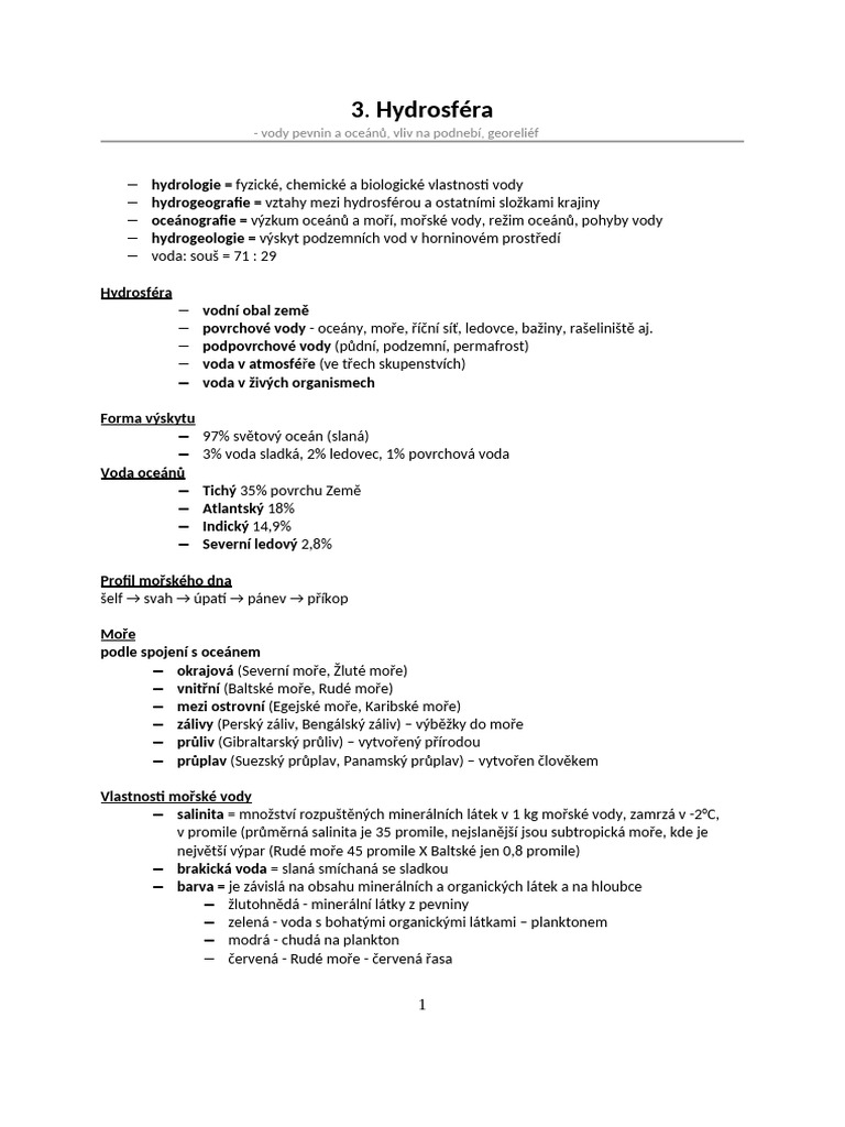 Hydrosféra, Kryosféra | PDF