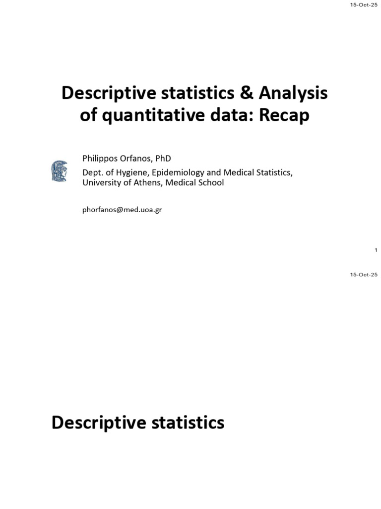 Descriptive QuantitativeData Recap | PDF | Confidence Interval | Statistics