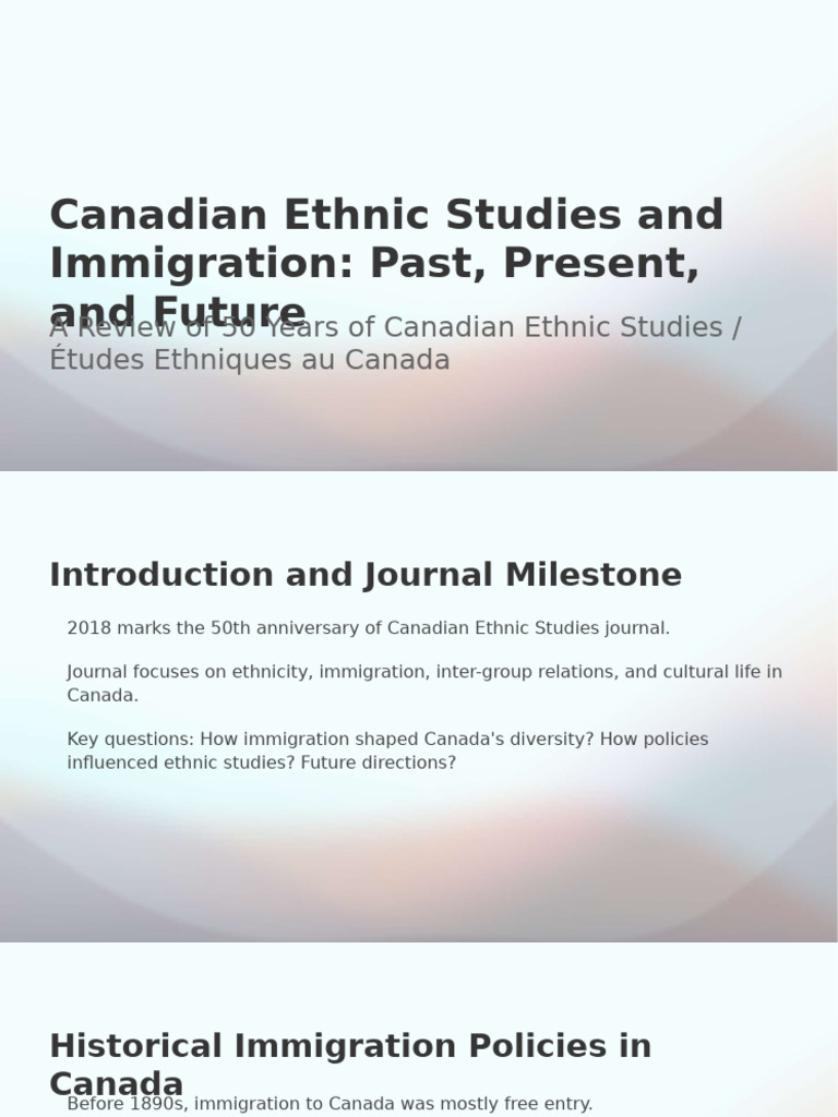 Canadian Ethnic Studies and Immigration: Past, Present, and Future ...