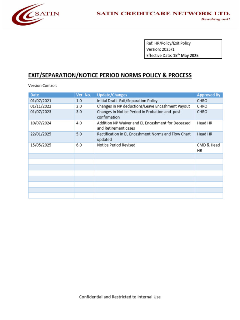Exit and Notice Period Policy Guide | PDF | Layoff | Salary