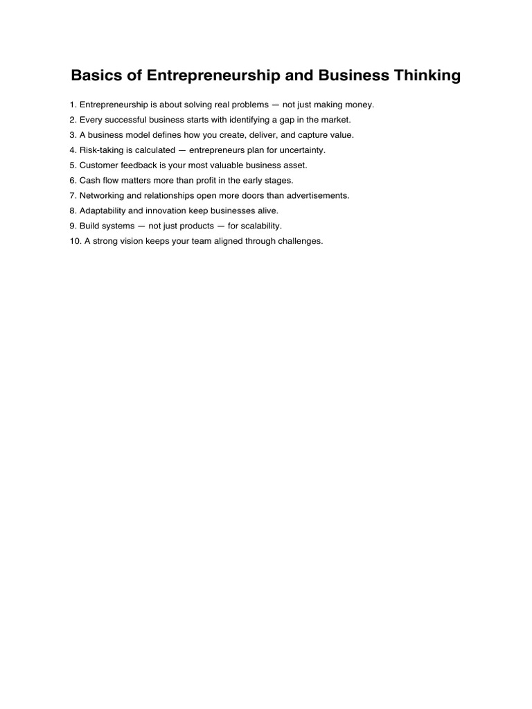 Basics of Entrepreneurship Overview | PDF