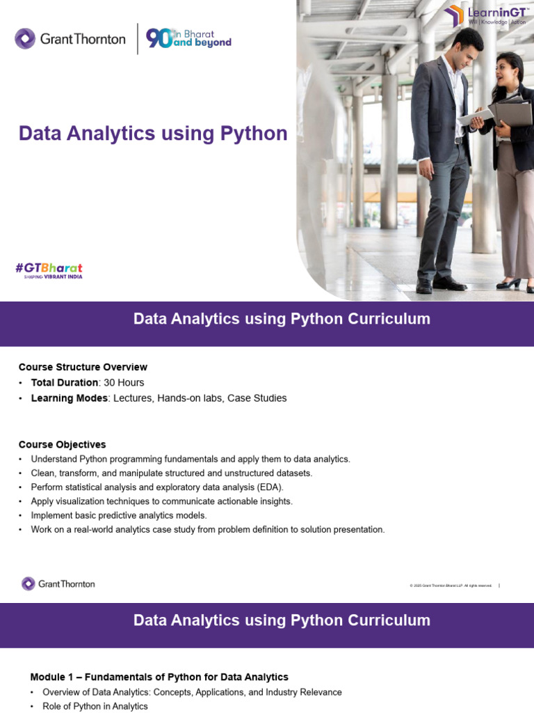 Data Analytics Using Python Curriculum | PDF | Data Analysis | Python (Programming Language)