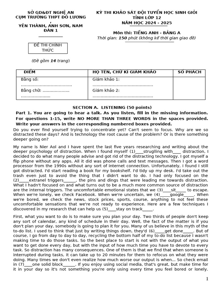 2024-2025 Grade 12 English Exam Guide | PDF | Stars | Nuclear Fusion