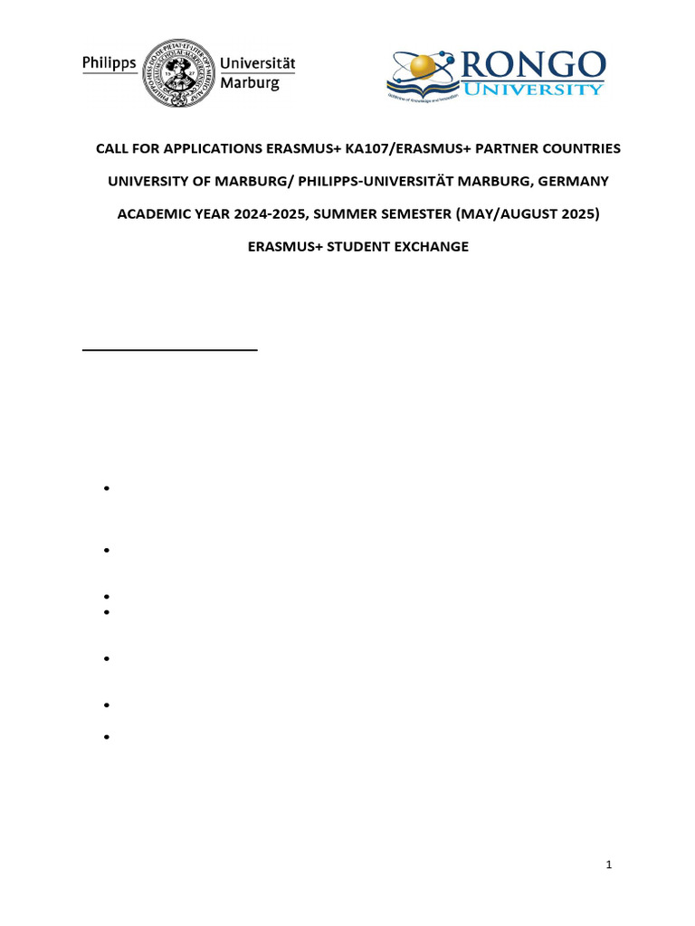 Erasmus Student Exchange Programme Call For Application 2024 | PDF | Learning | Cognition