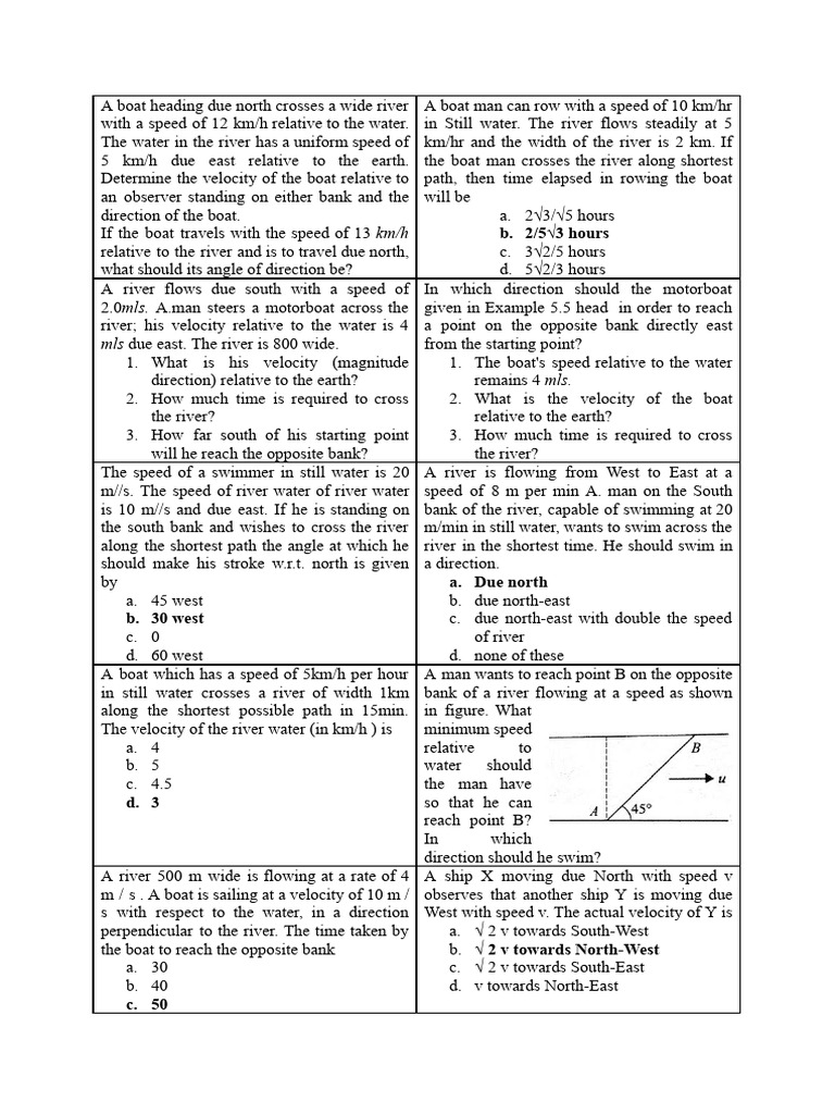 Boat River Problems | PDF | Speed | River