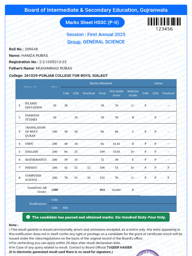 Result Card | PDF