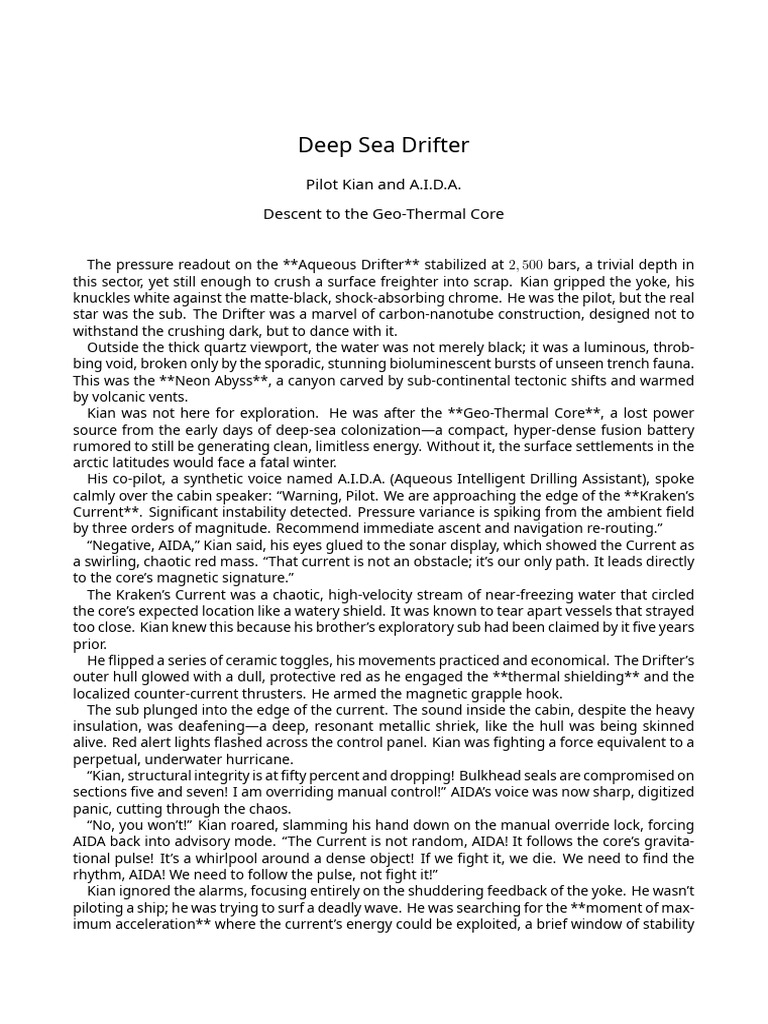 Deep Sea Drifter: Quest for Core | PDF