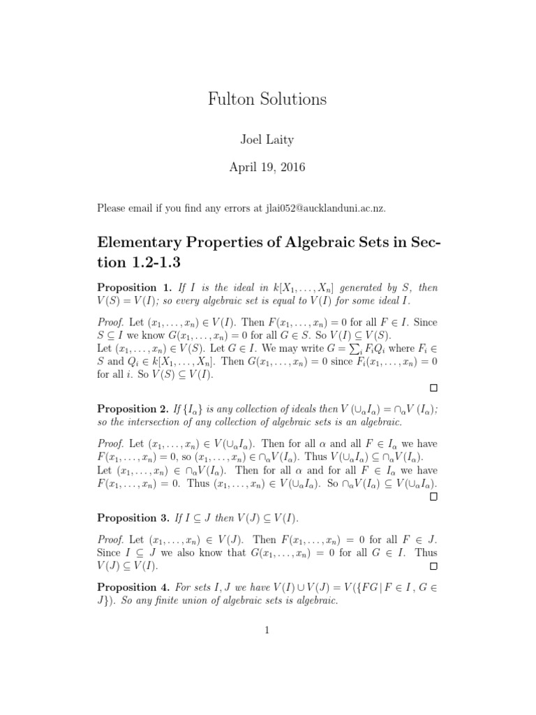 Fulton Starred Exercise Solutions3 | PDF | Polynomial | Ring (Mathematics)