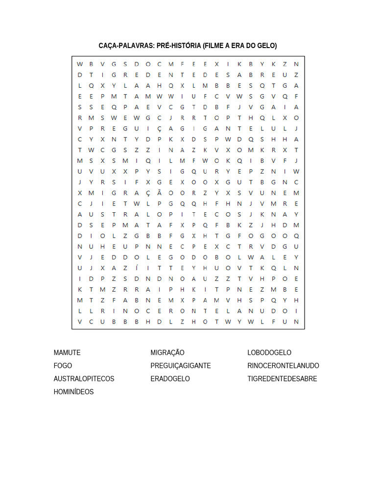 Caça-Palavras - A Era Do Gelo | PDF