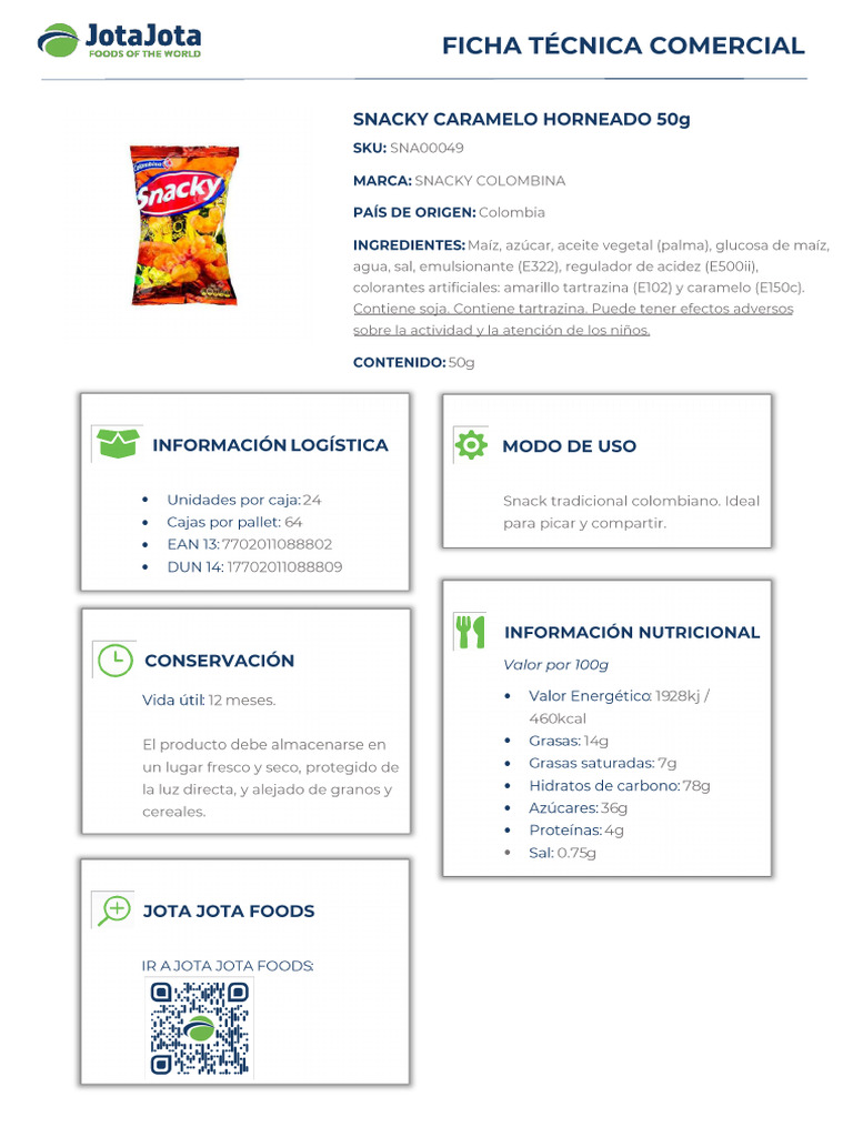 Sna00049 Snacky Caramelo Horneado 50gr | PDF