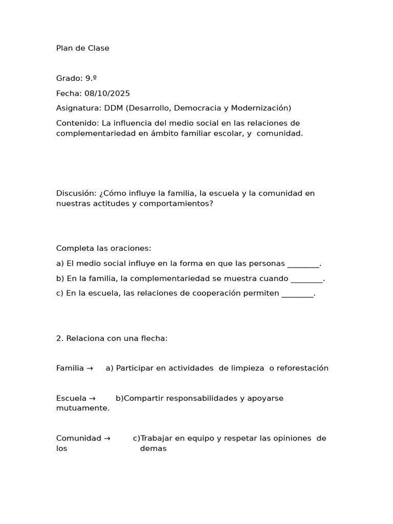 Plan de Clase 9no | PDF