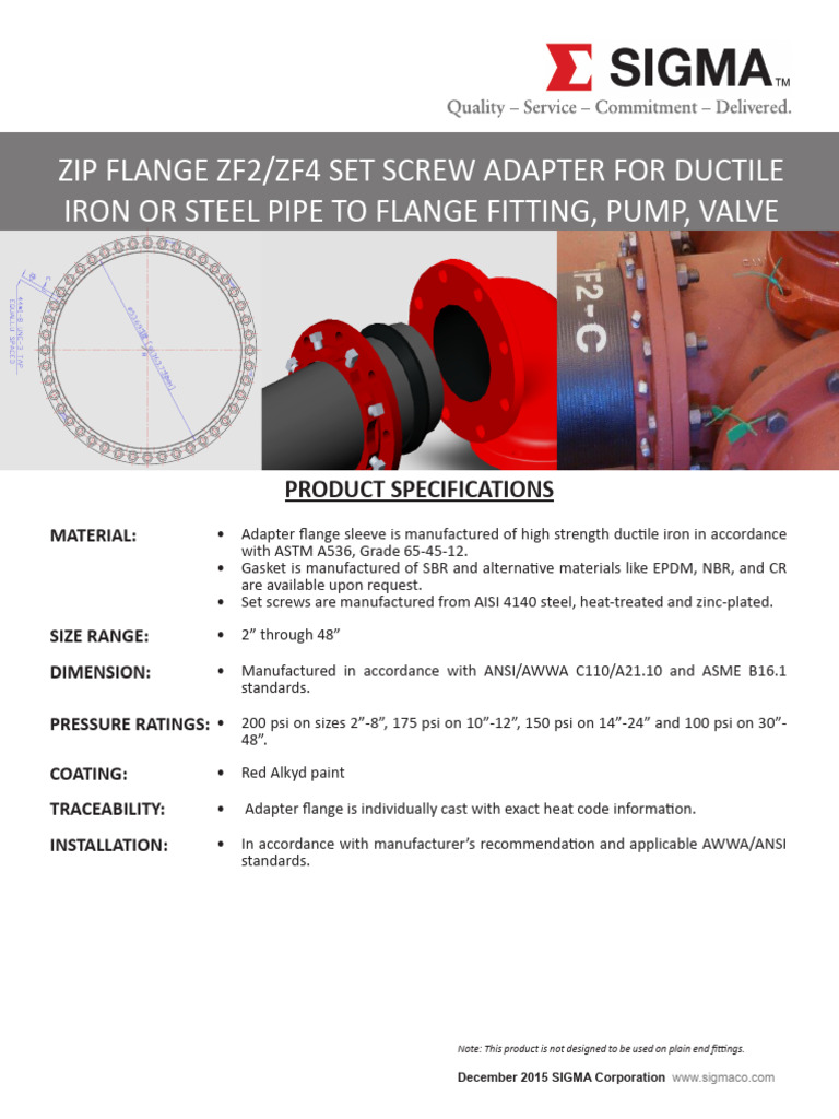Sigma Zip+flange | PDF | Pipe (Fluid Conveyance) | Screw