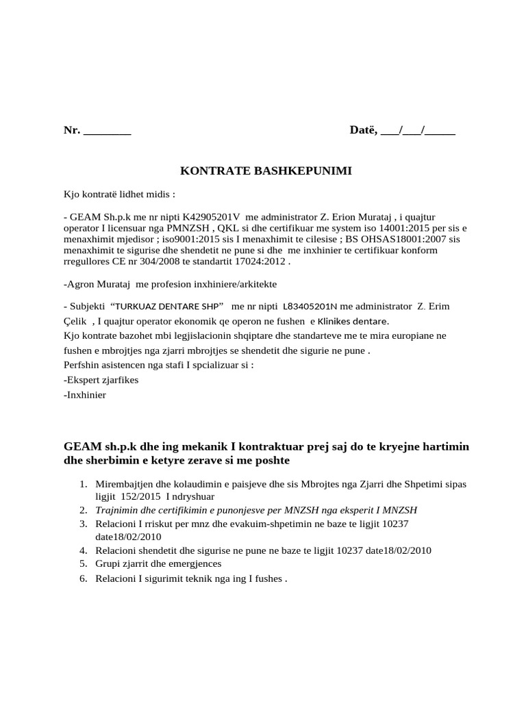Kontrate Tip Bashkpunimi | PDF