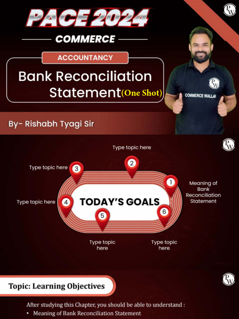Bank Reconciliation Statement - Class Notes - (PACE Commerce 2024) | PDF