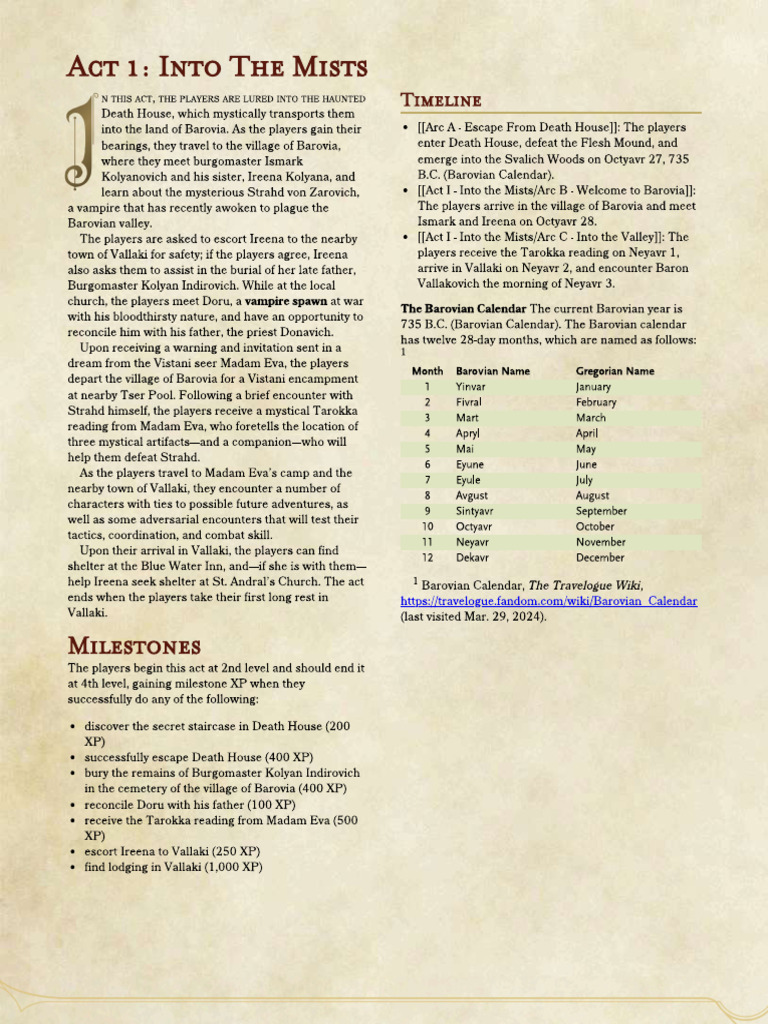Curse of Strahd Reloaded Act 1 | PDF