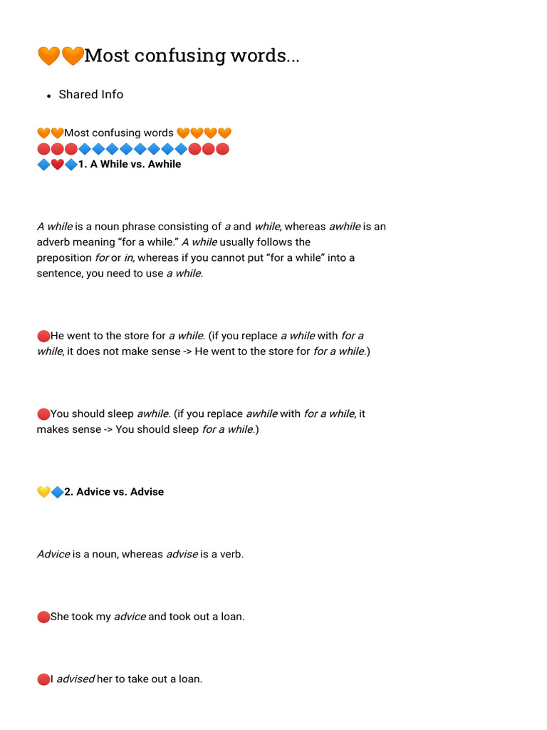 Confusing English Words Explained | PDF | Verb | Adjective