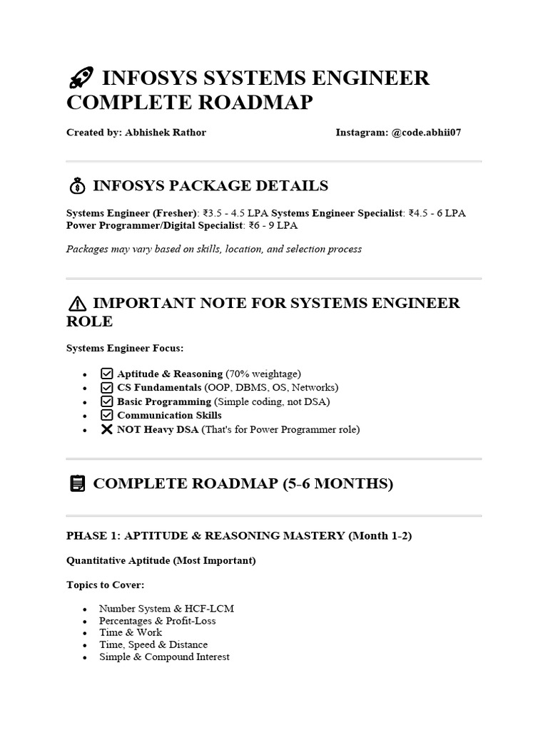 Infosys Systems Engineer Complete Roadmap | PDF | Method (Computer Programming) | Databases