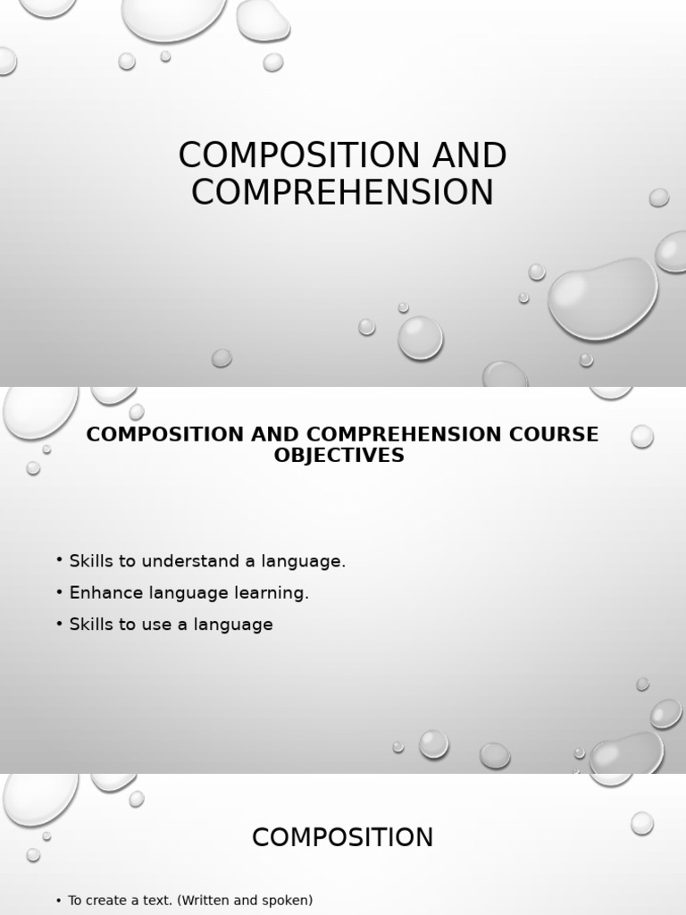 Composition and Comprehension Lecture 1 | PDF | Reading Comprehension ...